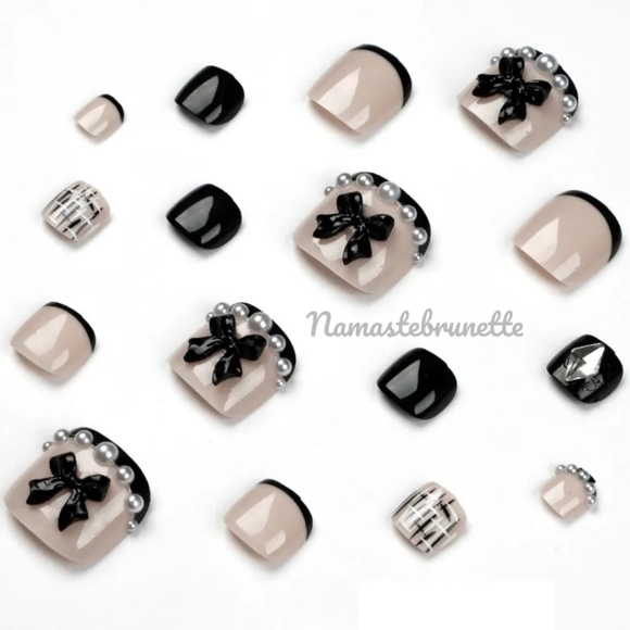 Makeup | Pearls Bows French Tip Toenails Press On Nails | Poshmark
